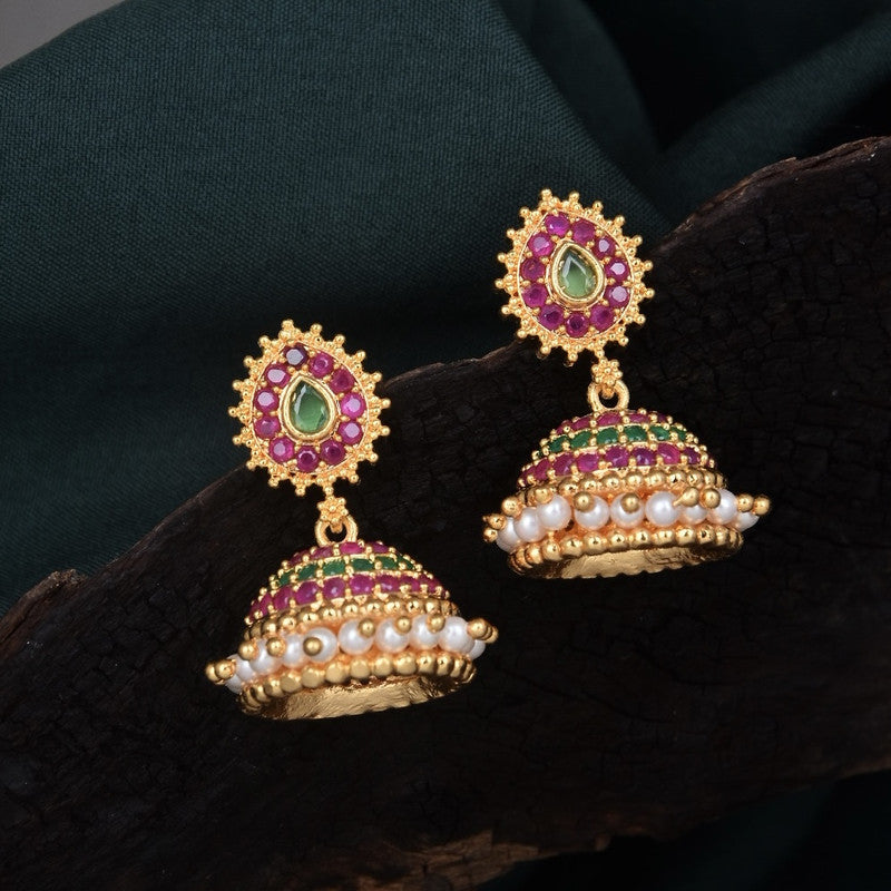 Premium Micro Plated Jhumka design ruby and green color – Talish